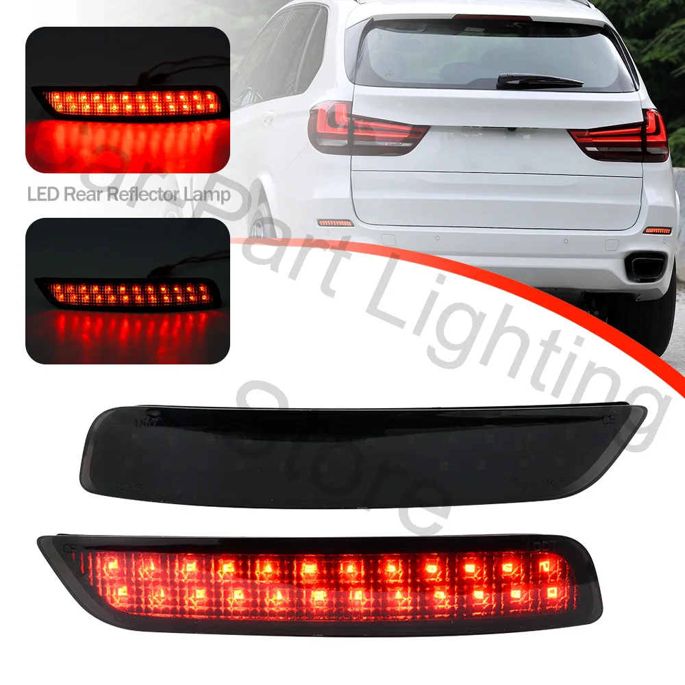 2Pcs-For-BMW-X5-F15-2014-2018-LED-Smoke-Lens-rear-Bumper-Reflector ...