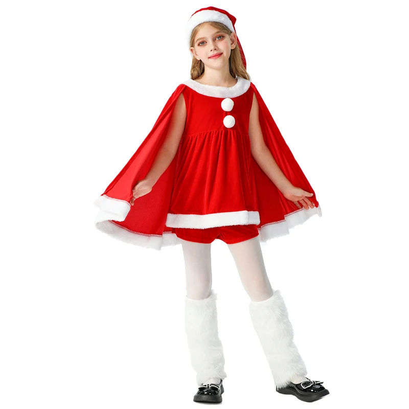 NEW Santa Claus For Girl Costume Carnival Christmas Cloak Gown With ...