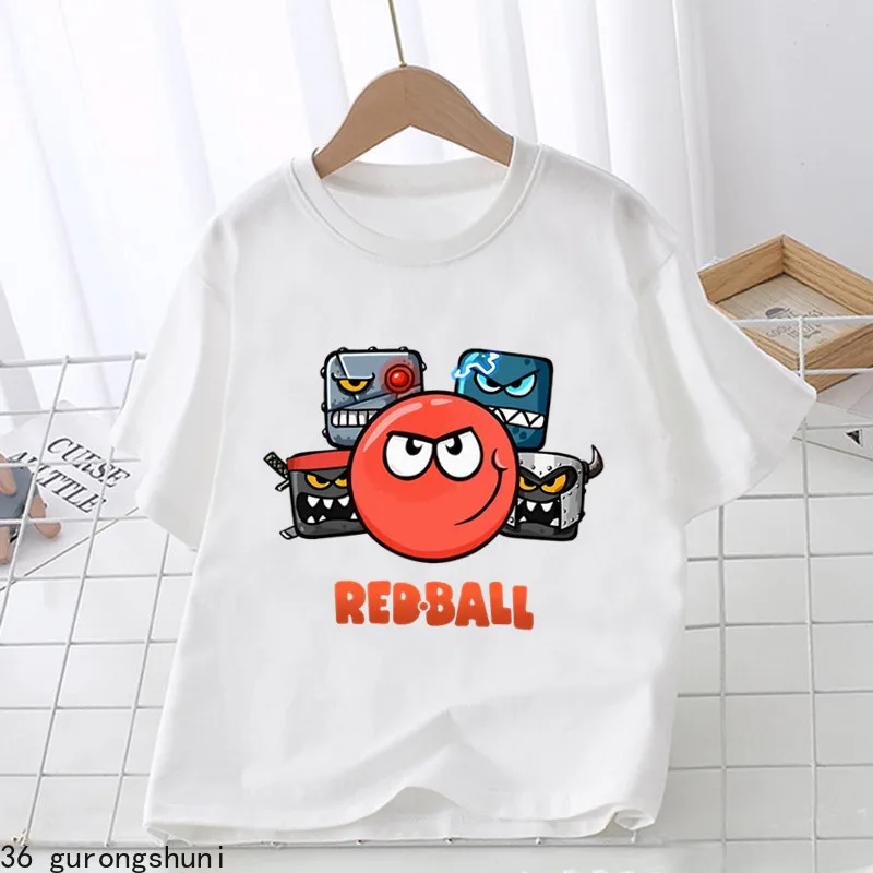 2024 Funny Game Red Ball 4 Print Kids T Shirt Girls Summer Tops Baby ...