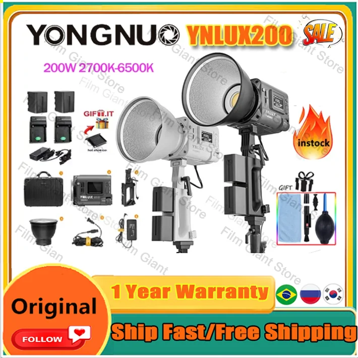 YONGNUO-YNLUX200-200W-2700K-6500K-Bowens-Mount-Handheld-Outdoor-LED ...