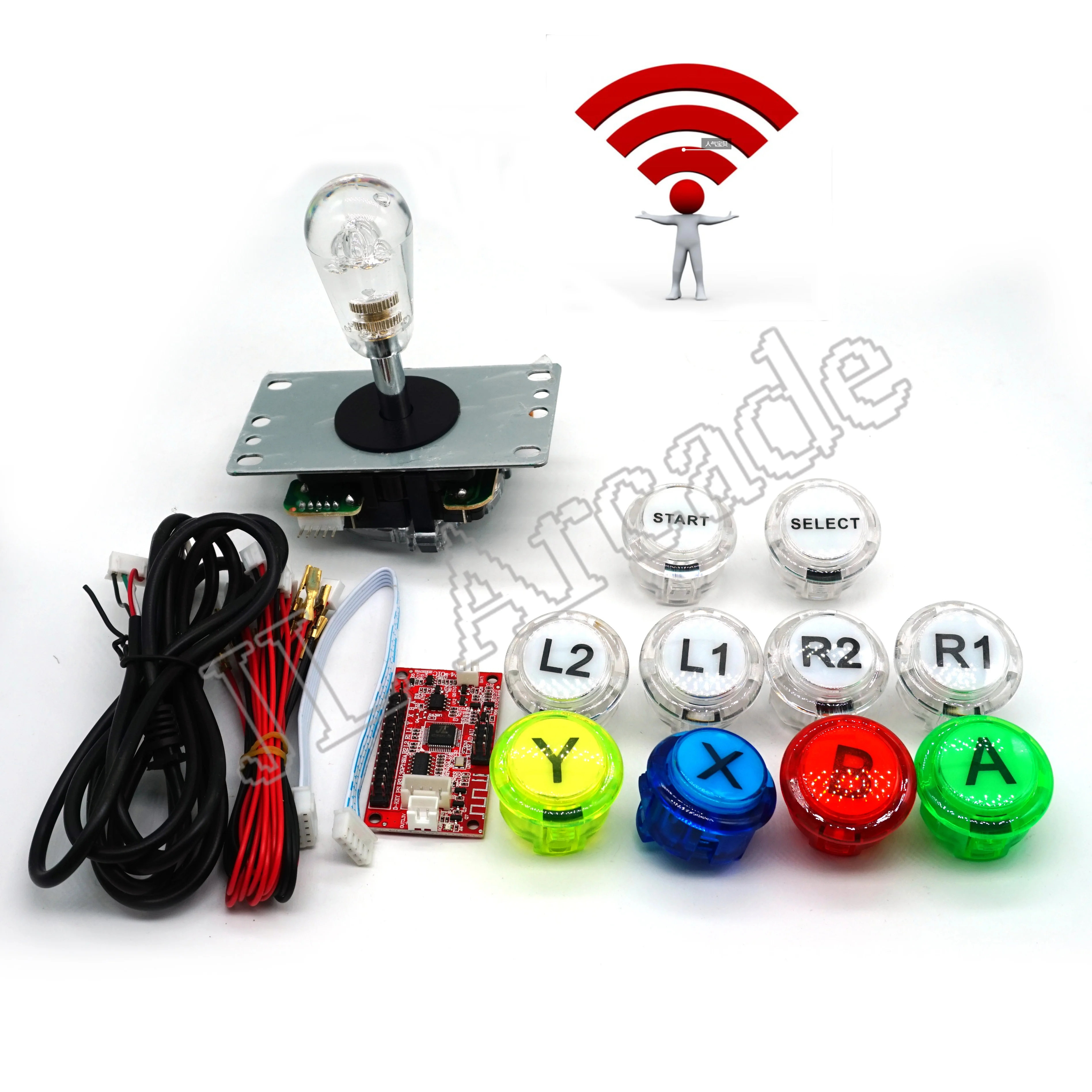 Arcade-DIY-Kit-Zero-Delay-USB-Board-SANWA-transparent-Joystick-Encoder ...