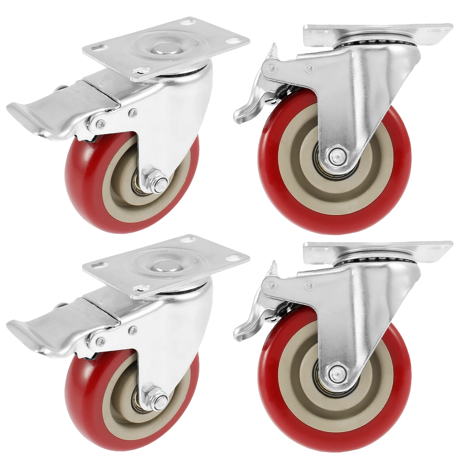 4Pcs-4-inch-Caster-Wheel-Heavy-Universal-360-Swivel-Silent-Brake-Wheels ...
