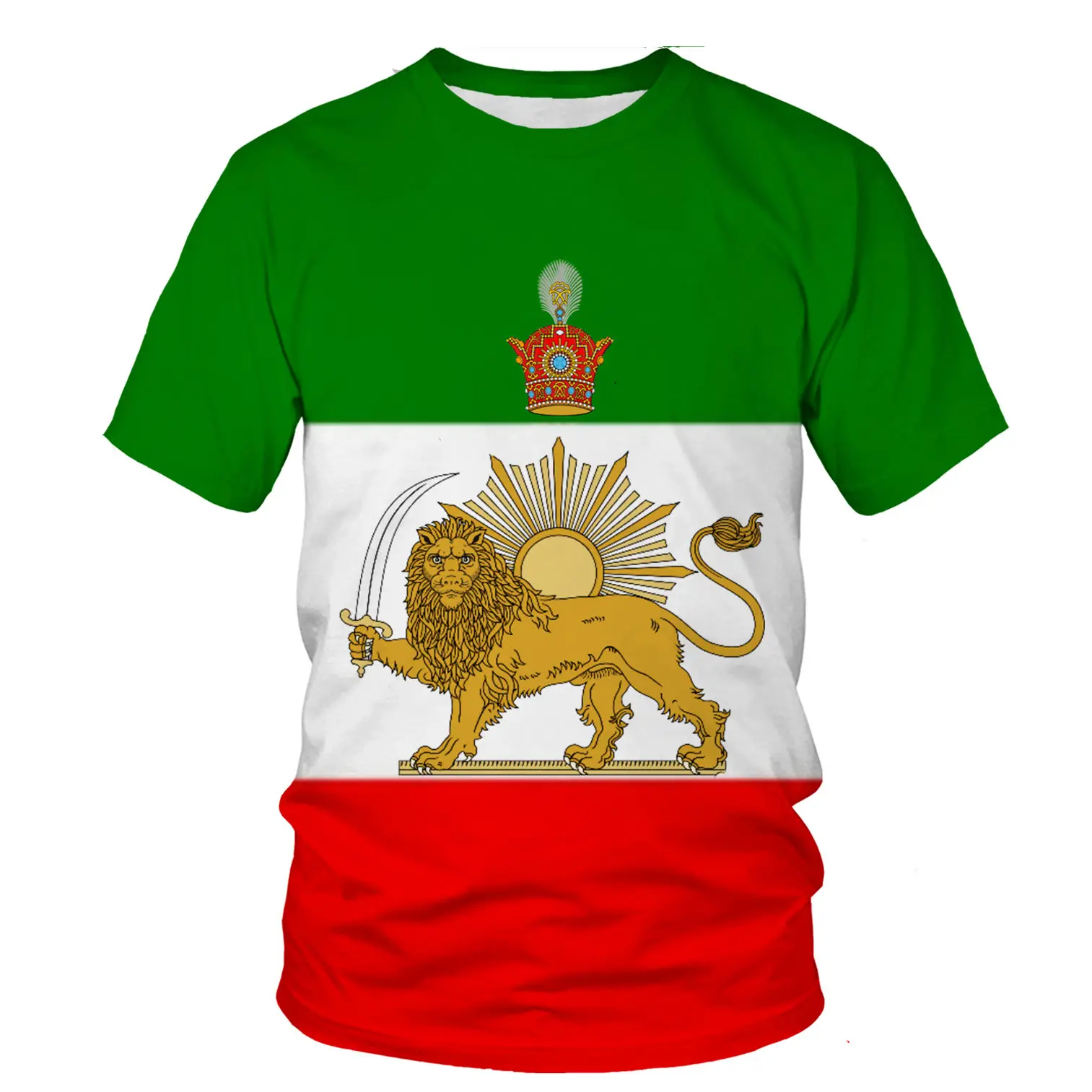 New Fashion Men Persia Flag 3D Print T Shirt Casual Top Short Sleeve ...