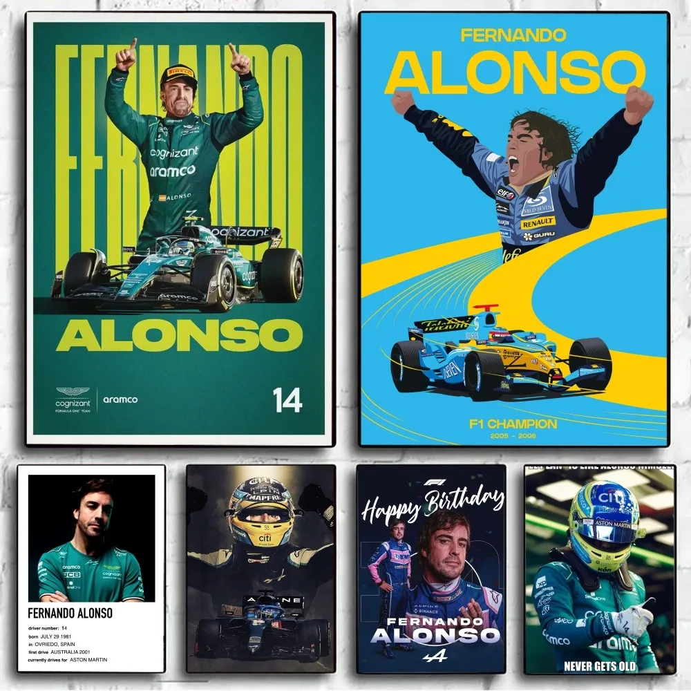 Fernando-Alonso-Poster-No-Framed-Poster-Kraft-Club-Bar-Paper-Vintage ...