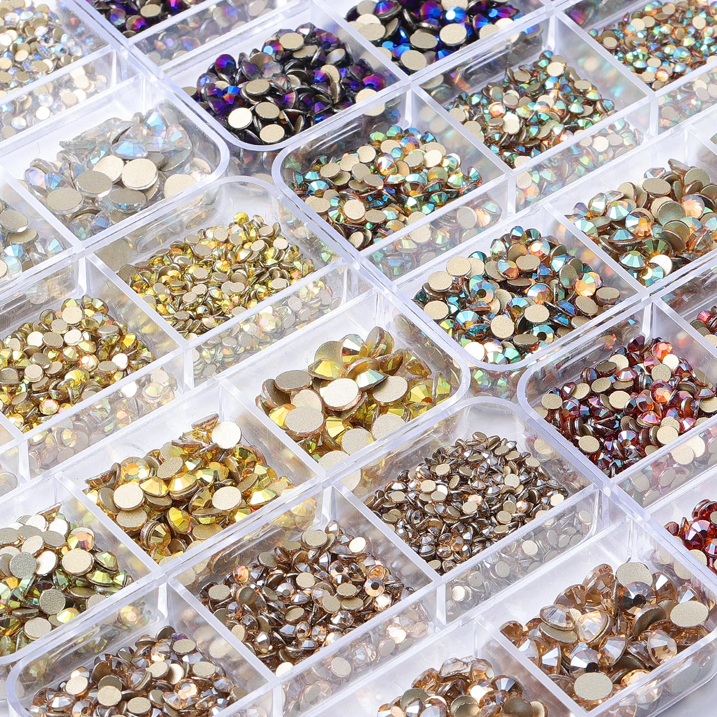1440pcs-Mix-Gr-e-SS6-SS20-Box-verpackt-Glas-Gold-Flatback-Strass-6 ...