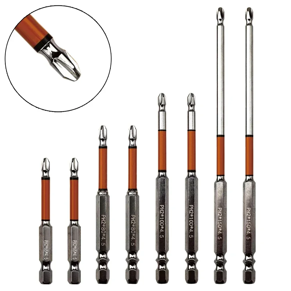 2Pcs-HRC62-Magnetic-Cross-Screwdriver-Bits-Batch-Head-PH2-For-Impact ...