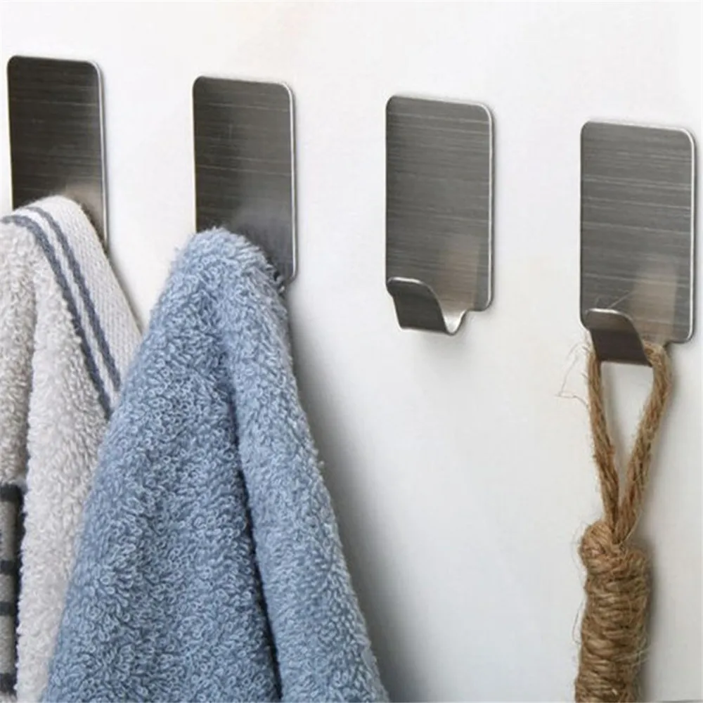 8Pcs-Set-Self-adhesive-Walll-Hooks-Stainless-Steel-Hook-Hangers-Perfect ...