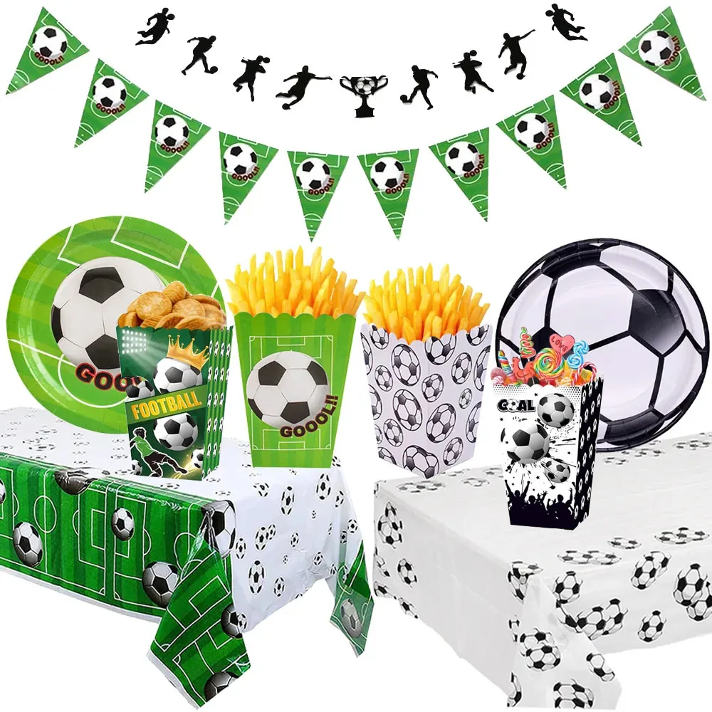 Soccer Theme Disposable Tableware Football Sport Boy Birthday Party ...