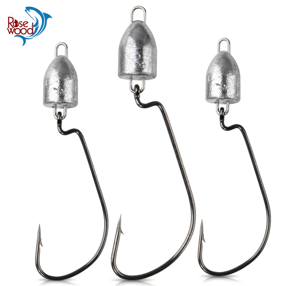 Rosewood Trout Crappie Tax Jig Head Fishing Hook Bullet Offset Worm ...