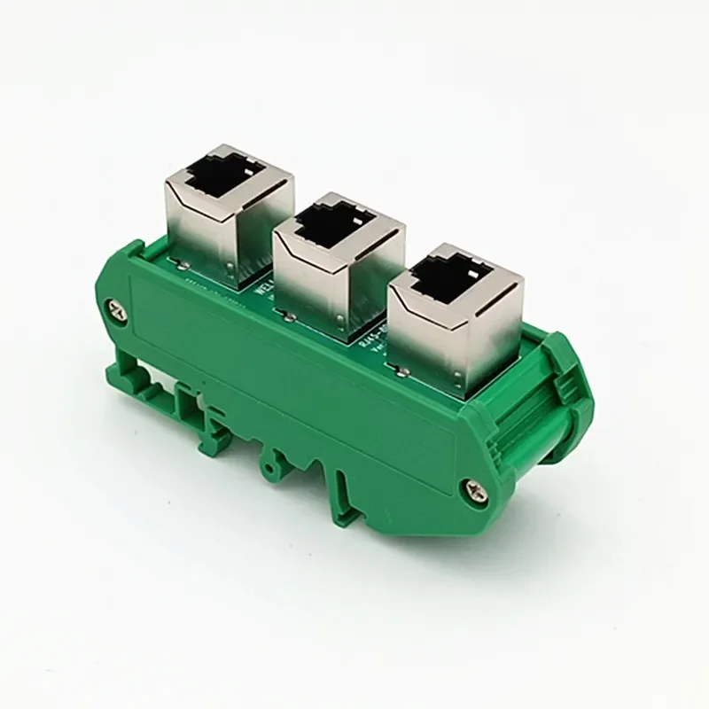 DIN-Rail-Mount-RJ45-8P8C-Jacks-3-Way-Buss-Breakout-Board-Ethernet ...