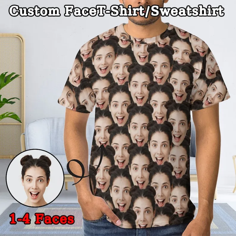 Custom Face T Shirt for Women Personalized Shirt for Kid Photo Shirts ...