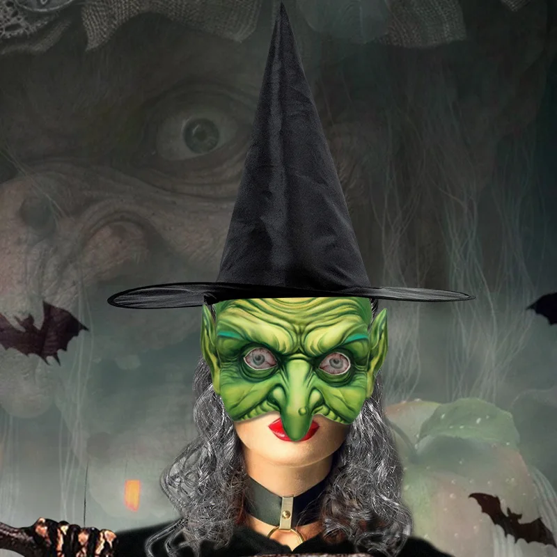 Halloween-Horror-Witch-Mask-Witch-Wig-Hat-Mask-Set-Carnival-Masquerade ...