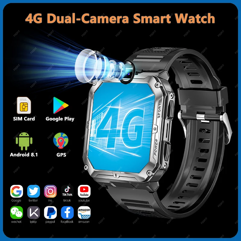 Dual-Cameras-Smart-Watch-para-Homens-e-Mulheres-Android-Smartwatch-Rede ...