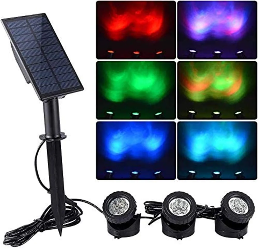 Solar Pond Lights RGB Color Changing Underwater Pond Lights Outdoor ...