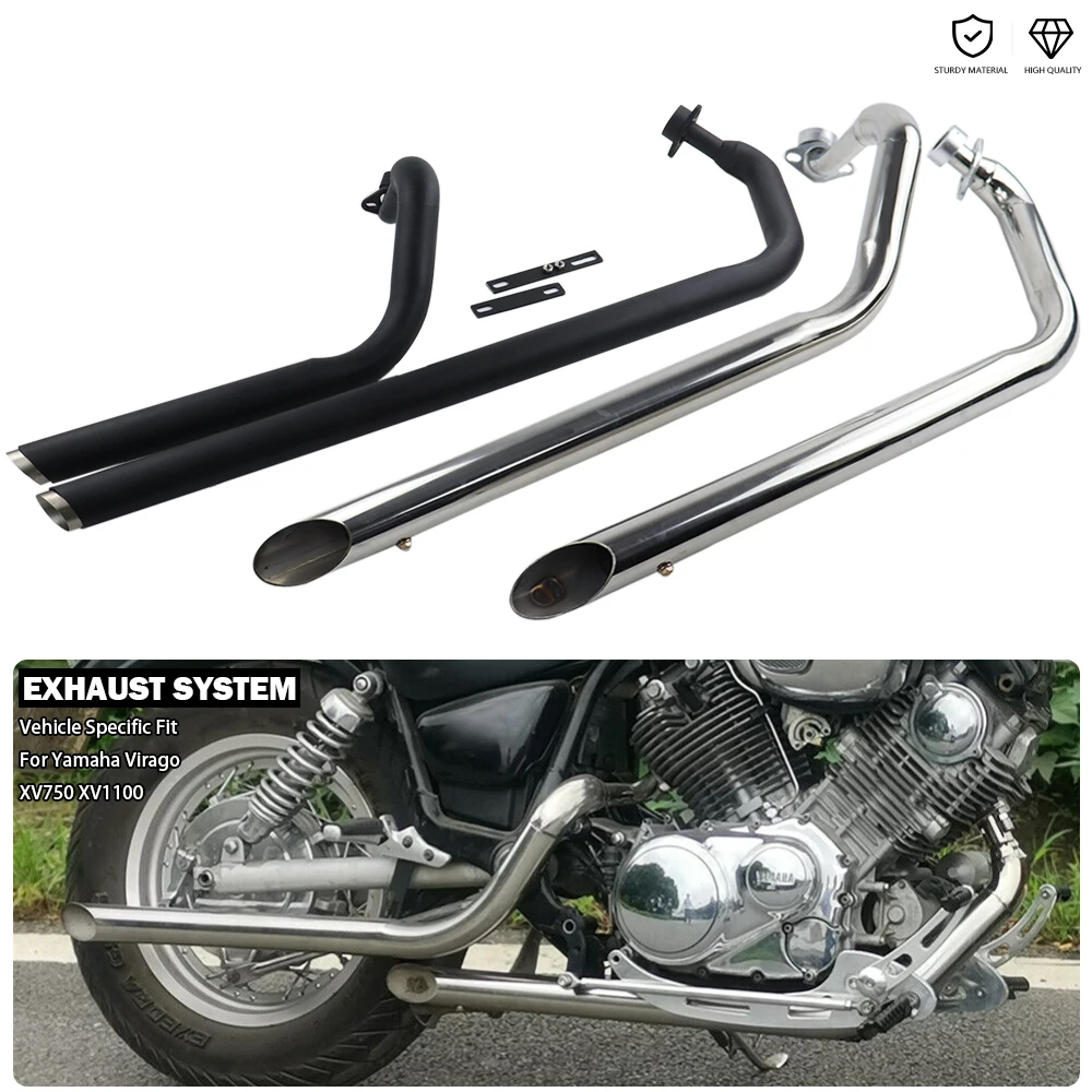 Motorcycle-Dual-Exhaust-Full-System-Muffler-Double-Silencer-Fit-For ...
