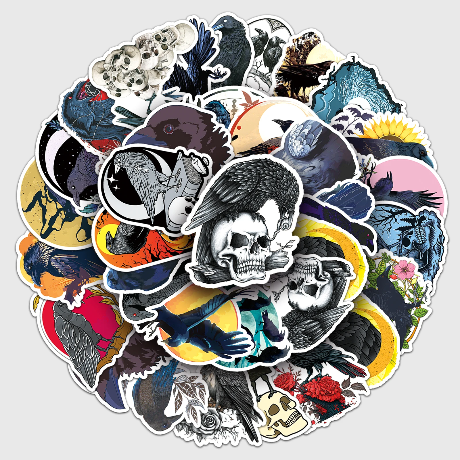 50pc-Crow-Series-Cartoon-Cute-Graffiti-Stickers-Suitcase-Laptop-Guitar ...