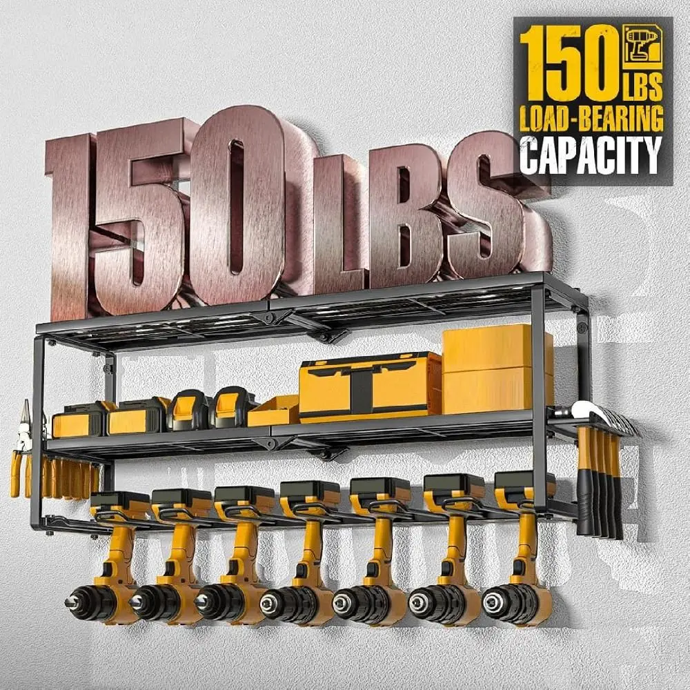 Steel Wall-Mounted Tool Rack Foldable 3-Layer Power Tool Holder Multi ...