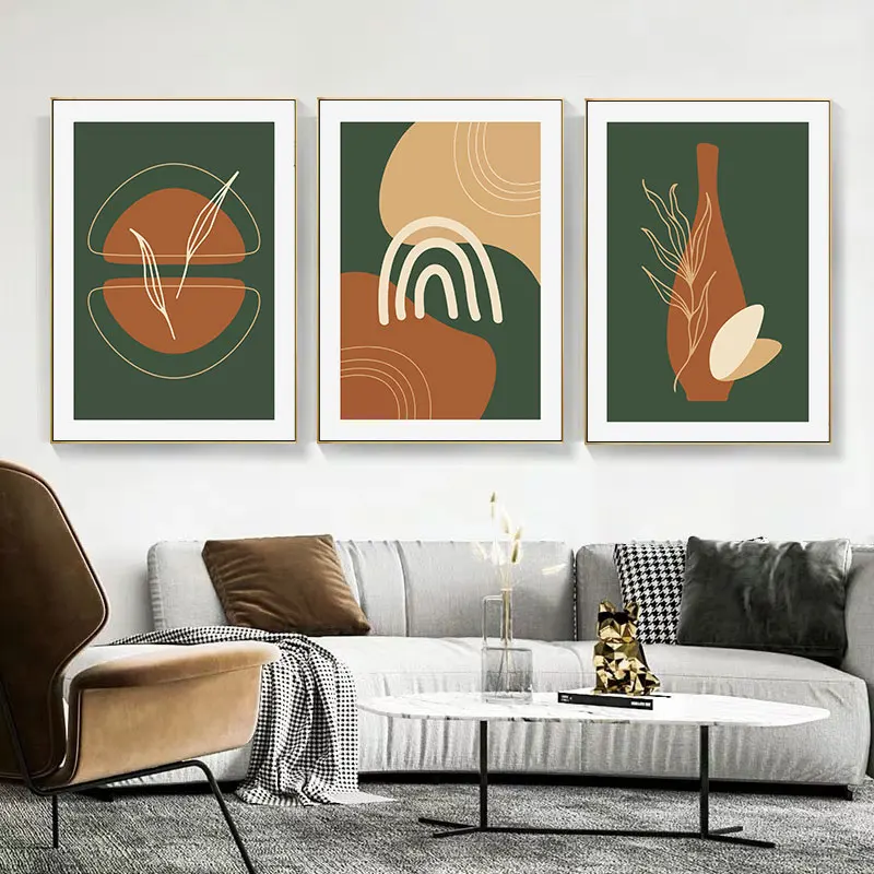 Abstrakte-Farb-block-bl-tter-Vase-Linie-Leinwand-Poster-druckt-einfache ...