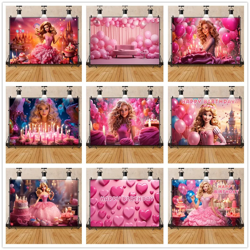 Pink-Girls-Backdrop-Gold-Crown-Balloons-1st-Baby-Shower-Custom-Birthday ...