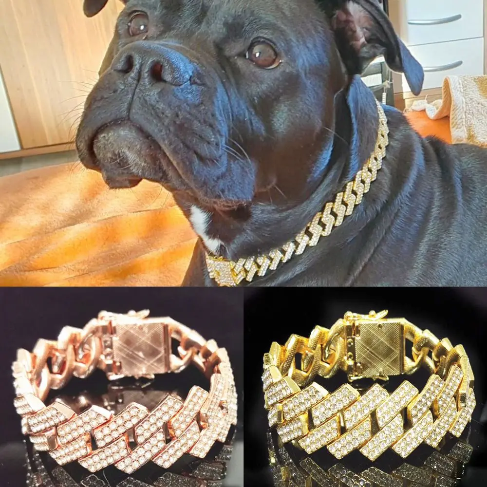 Dog-Collar-Chain-Harness-Luxury-Metal-with-Diamond-20mm-Width-German ...