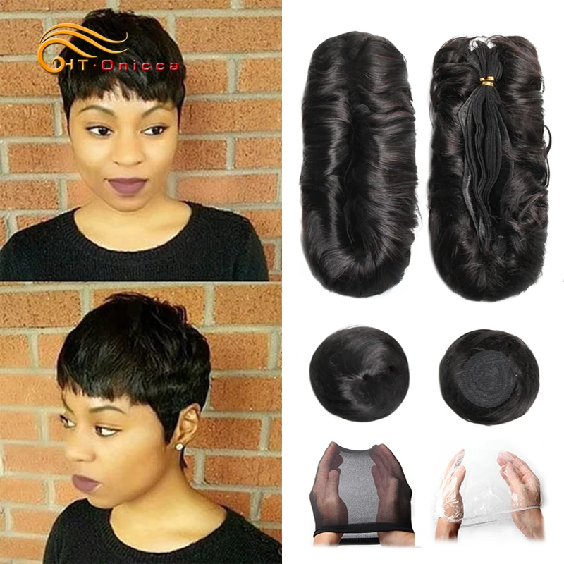 28PCS-Curly-Human-Hair-Bundles-Brazilian-Hair-Weave-Bundles-Short-Hair ...