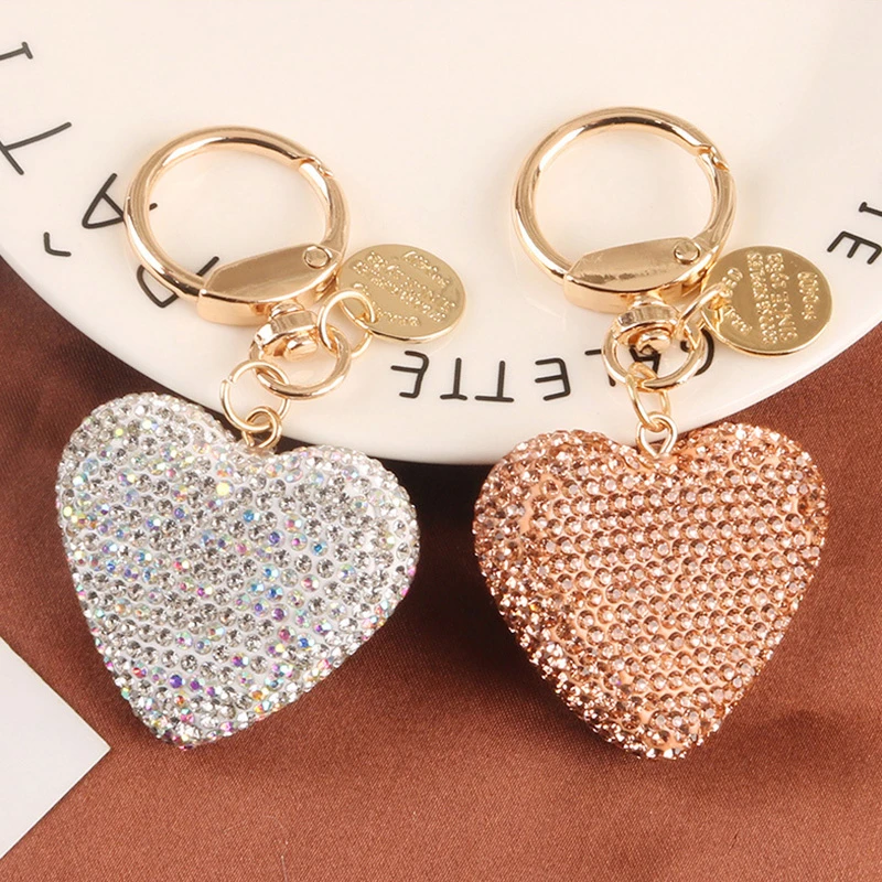 Full Rhinestone Heart Ring | Key Ring Heart Rhinestones | Crystal ...