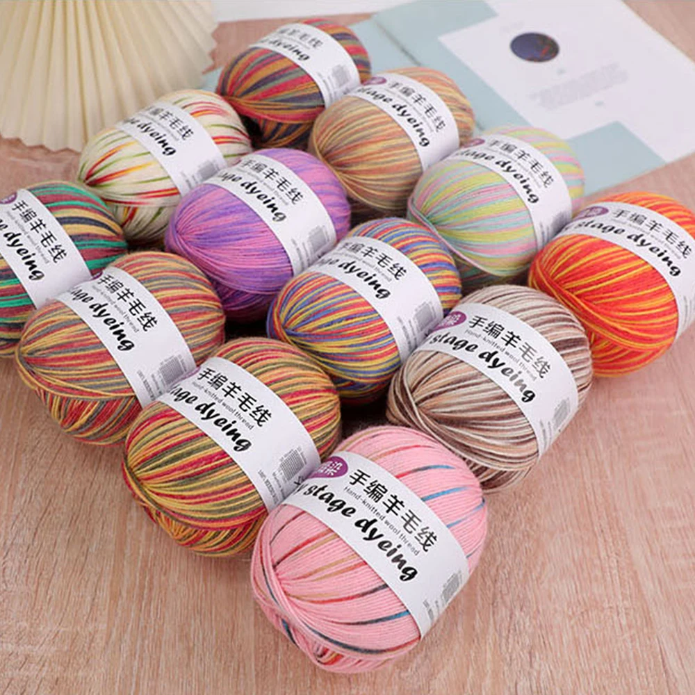 50g/roll Multicolor Fancy Section Dyed Wool Yarn Soft Medium Thick ...