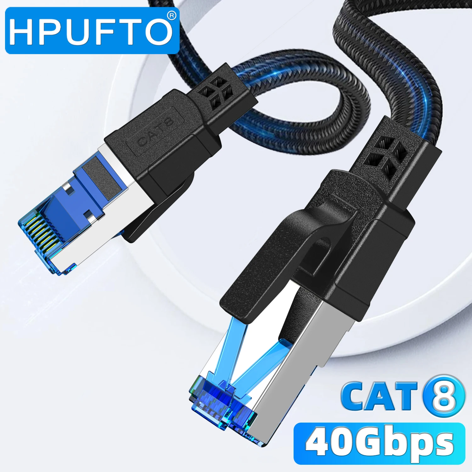 HPUFTO-Cat8-Nylon-Braided-Ethernet-Cable-40Gbps-2000Mhz-Patch-Cord-RJ45 ...