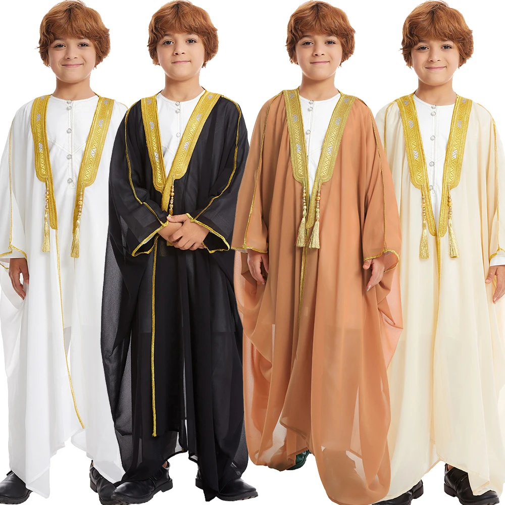 Saudi-Arabic-Boys-Kids-Jubba-Thobe-Embroidery-Kimono-Cardigan-Islamic ...
