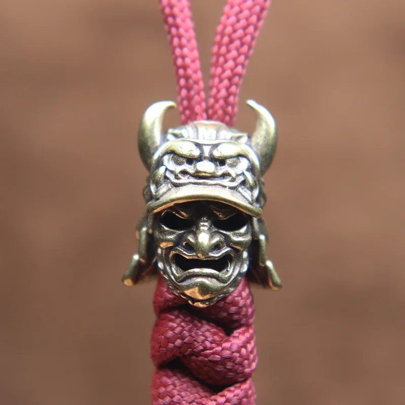 Brass-Japanese-Eagle-Nose-Samurai-Helmet-Figurine-Knife-Beads-Woven ...