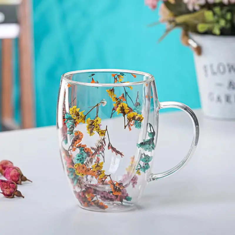 Multicolor Flowers Shells Shaped Quicksand Cup Creative Double Layer ...