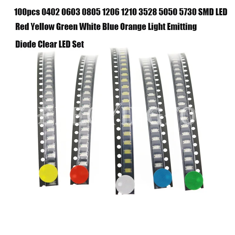 100pcs-0402-0603-0805-1206-1210-3528-5050-5730-SMD-LED-Red-Yellow-Green ...