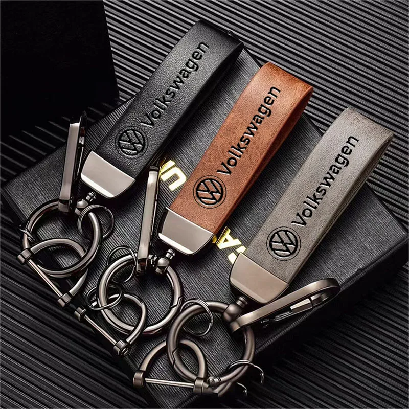 High-Grade-Leather-Keychain-With-Car-Logo-Keyring-Accessories-For-VW ...