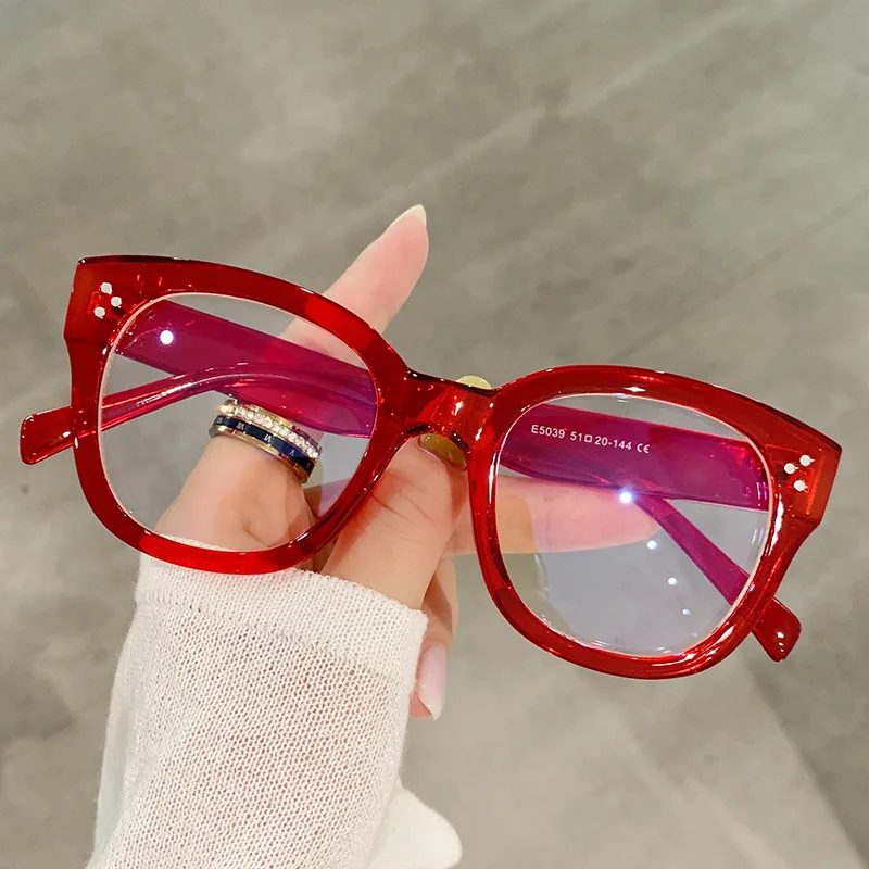 Retro-Round-Eyewear-Frames-Red-Classic-Spectacles-For-Women-Men-Anti ...