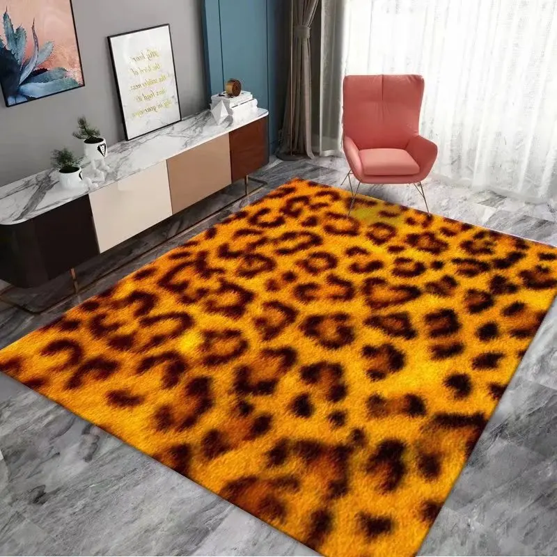 Fluffy-Cheetah-Rugs-for-Living-Room-Black-Yellow-Leopard-Carpet-Soft ...