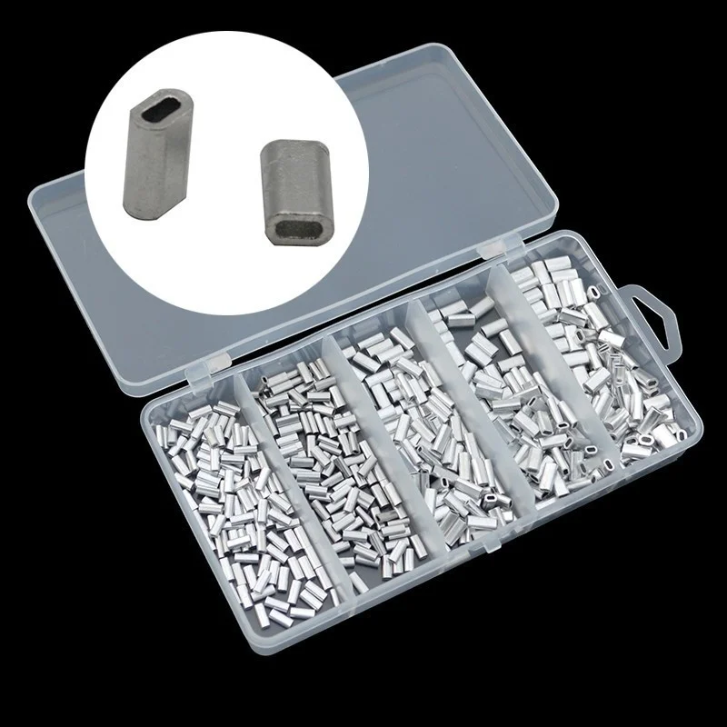 Aluminum Fishing Crimp Sleeves 500pcs/set Double Oval Fishing Line ...