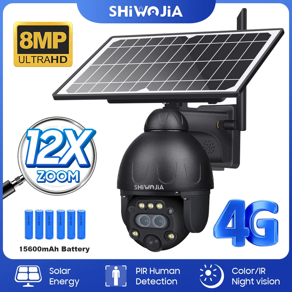 WinterWOJIA-Cam-ra-Solaire-Ext-rieure-PTZ-4K-8MP-Zoom-12X-4G-Epi-WIFI-S ...