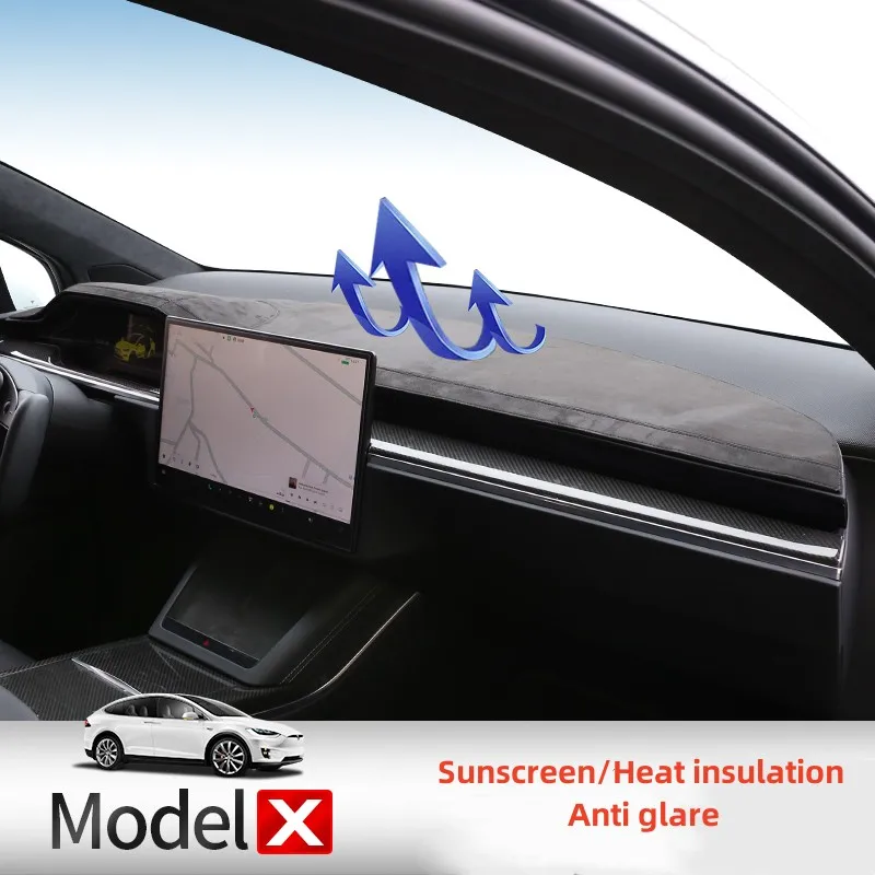 For-Tesla-Model-X-2023-Car-Dashboard-Cover-Frosted-Leather-Avoid-Light ...