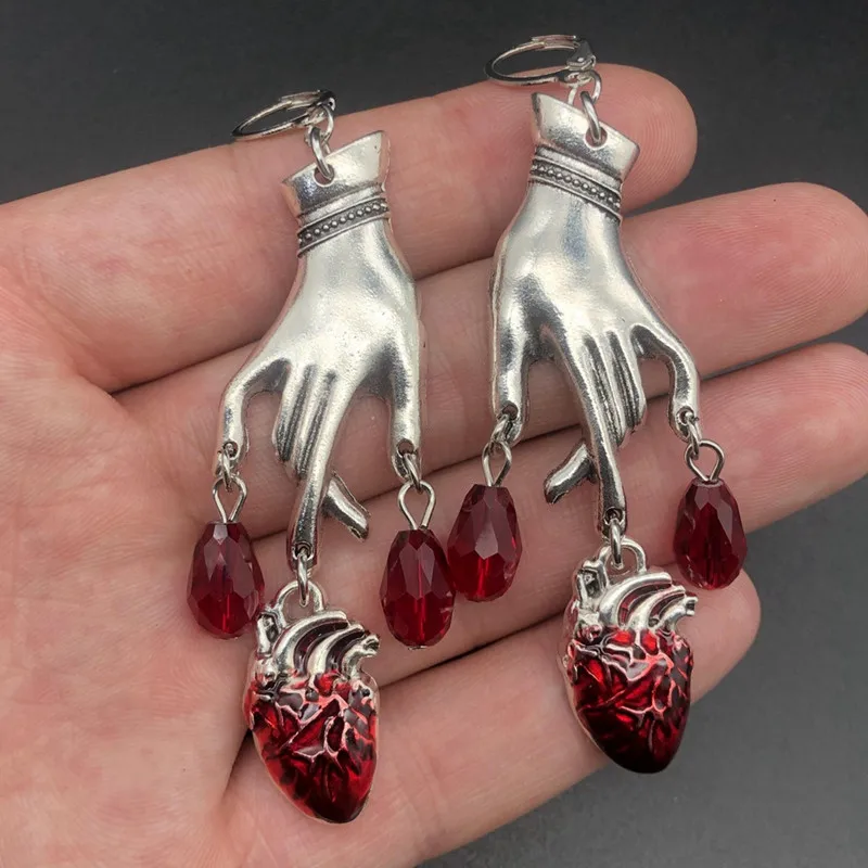 New-Halloween-Punk-Jewelry-Bleeding-Crystal-Heart-Drop-Earrings-for ...