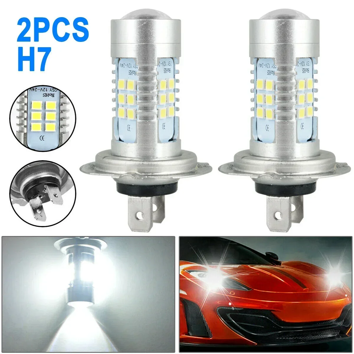 2x-H7-LED-Headlight-Bulb-Kit-High-Low-Beam-110W-45000LM-Super-Bright ...