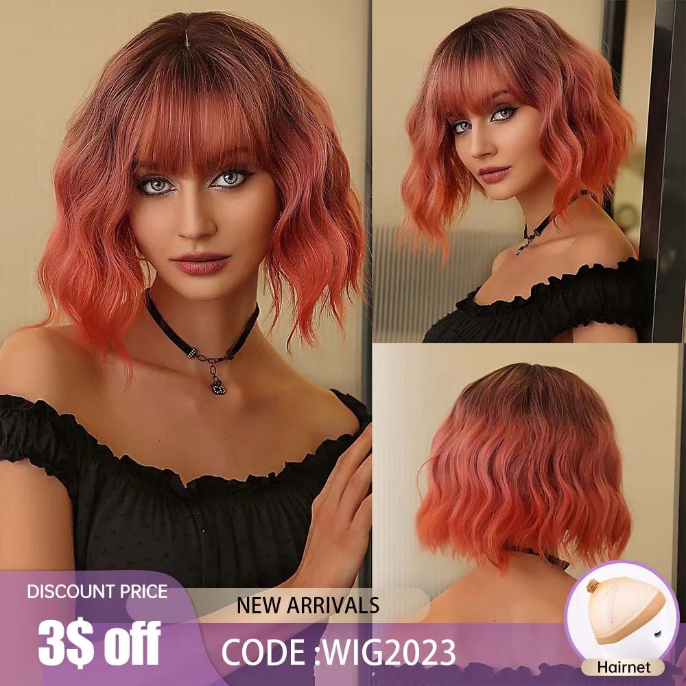 Short-Wave-Bob-Cut-Synthetic-Wigs-with-Bangs-Lolita-Cosplay-Black-Red ...