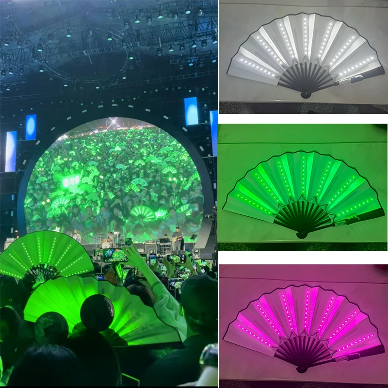 Folding-LED-Brilhante-Fan-Fluorescente-Light-Up-Fan-Fan-de-Dan-a-Cl ...
