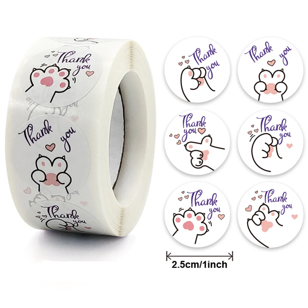 50-500pcs Cute Cartoon Paw Print Stickers Dog Cat Bear Paw Labels ...