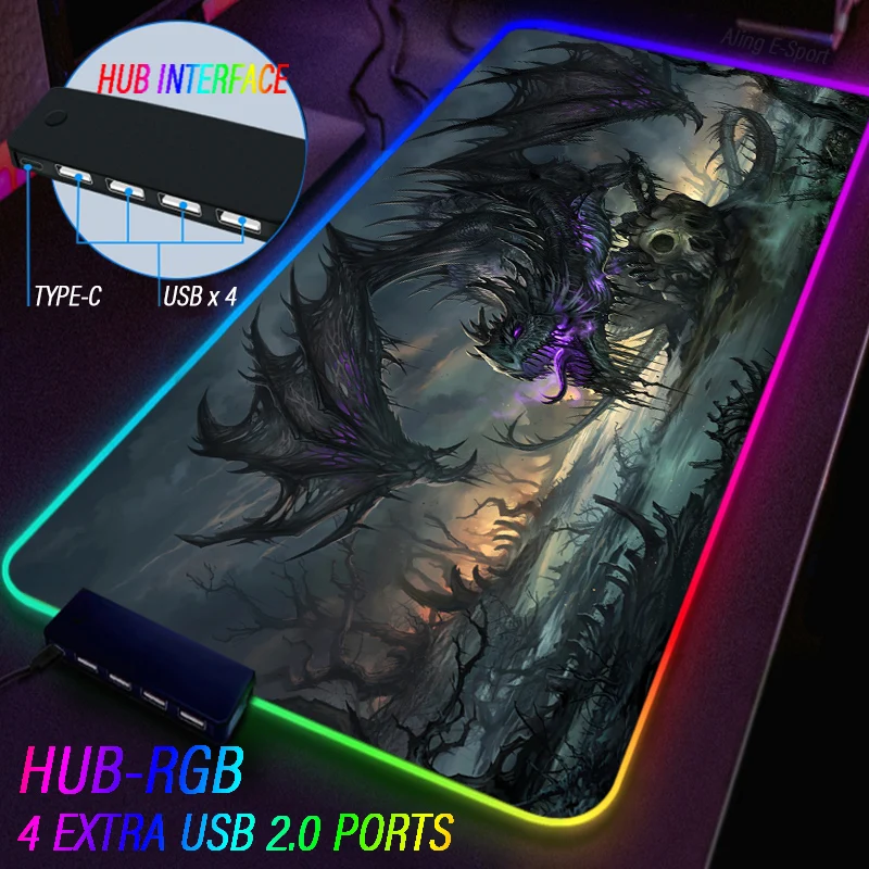 Luminous Anime Dragon Mouse Pad Large Evil Ball USB Hub Extensions 4 ...