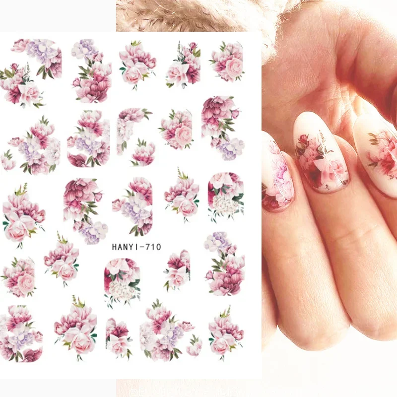 Nail-Decal-Stickers-Classic-semi-permeable-floral-Beauty-Elegant-Rose ...