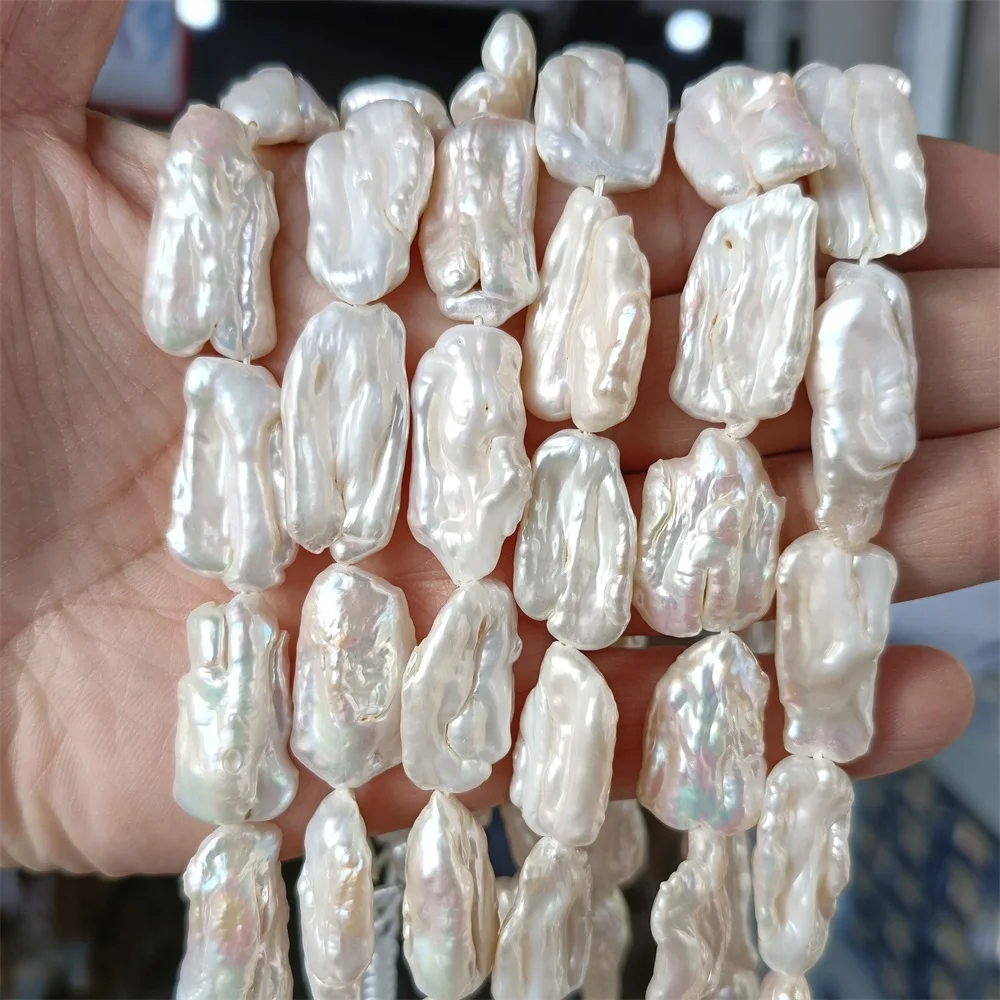 White-Irregular-Pearl-Baroque-Beads-Genuine-Freshwater-Natural-Pearl ...