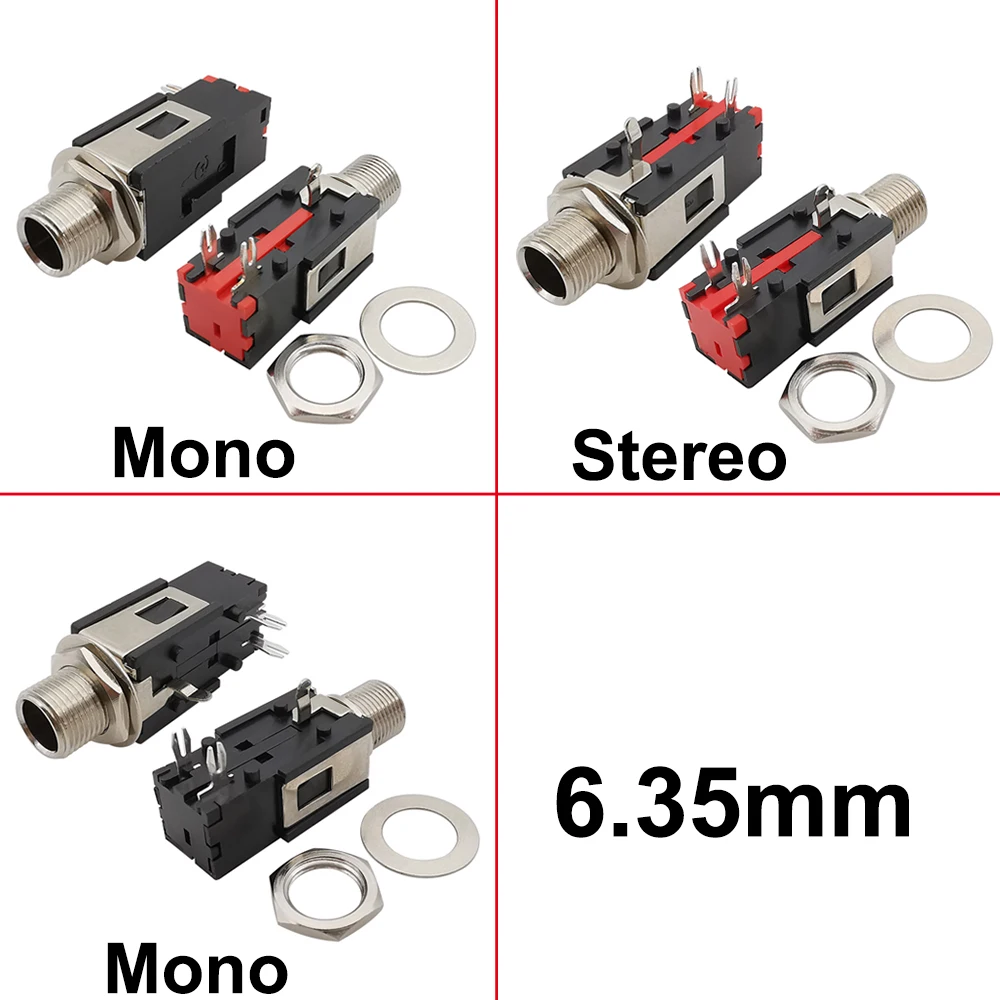 1/5Pcs 6.35mm 1/4" Mono Stereo Audio Phone Female Jack Headphone Socket ...