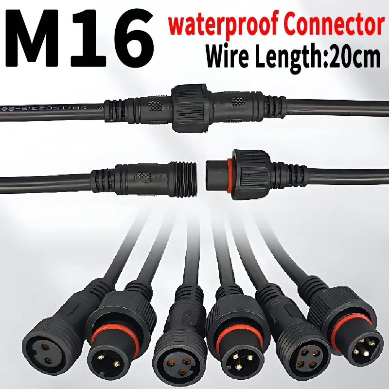 Bulk 5/20Pcs M16 Waterproof 2/3/4/5Pin Male/Female Connector for LED ...