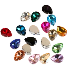 Drop Shape Glass Rhinestones With Claw Sew On Teardrop Crystal Stone ...