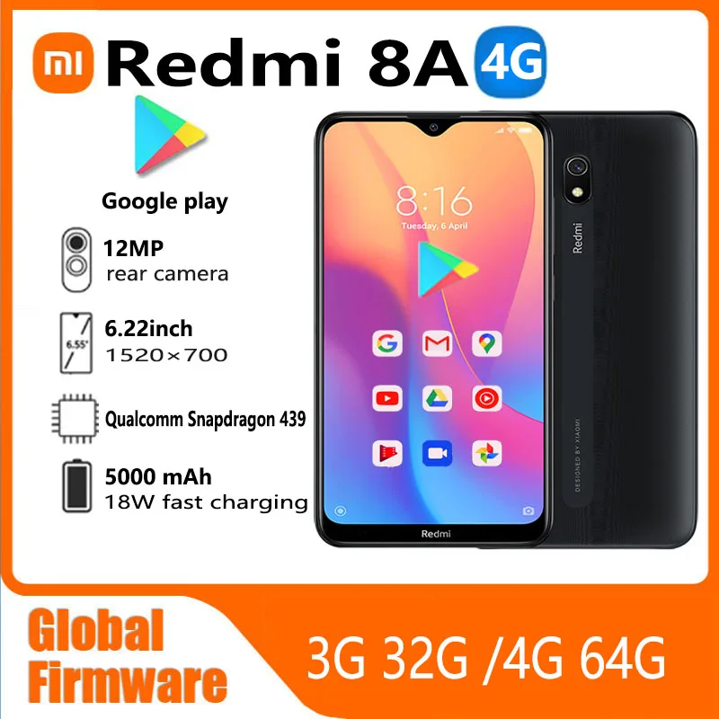 Global-firmware-Xiaomi-Redmi-8A-4G-64G-5000mAh-6-22inch-Snapdargon-439 ...